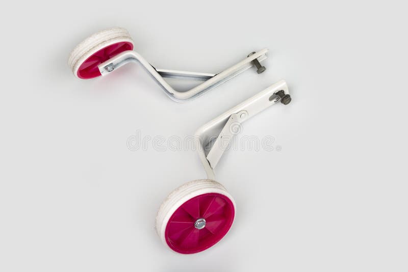 Child Bicycle Support Training Wheels on a White Stock Photo - Image of ...
