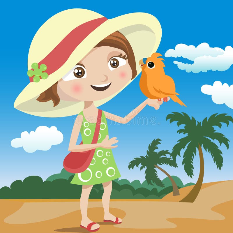 Child and bird stock vector. Illustration of fashion - 10325364