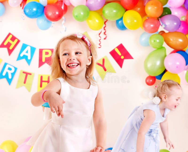 Child Birthday Party with Girl. Stock Photo - Image of party, female ...