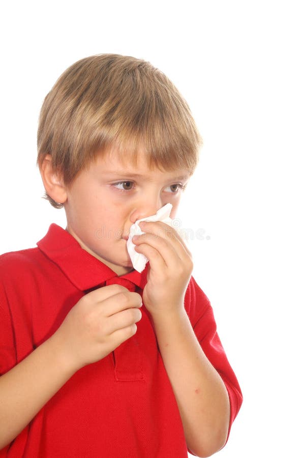 Child blowing his nose stock photo. Image of cough, hand - 3625258