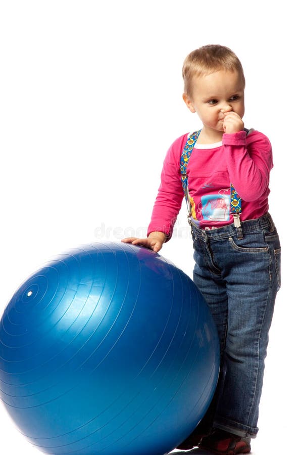 Happy Toddler Girl with Ball Stock Photo - Image of female, happiness ...