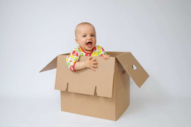 Child in the box stock image. Image of birthday, give - 10790365