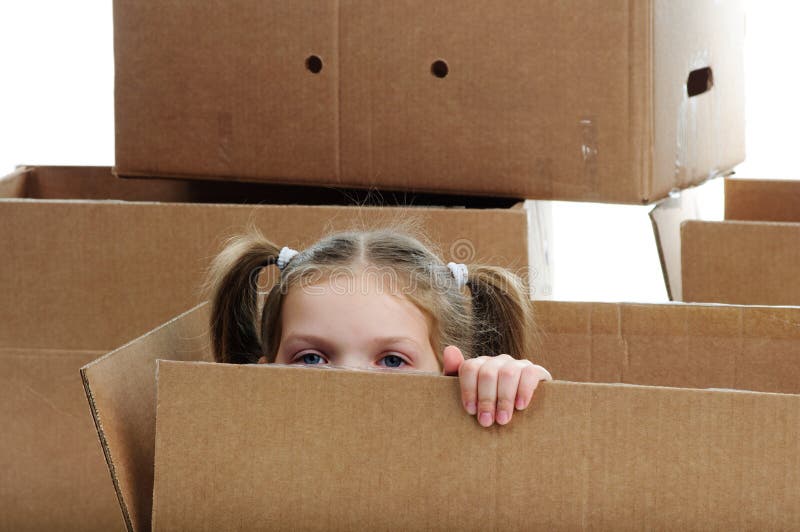 Child in box stock image. Image of beautiful, open, studio - 36462057