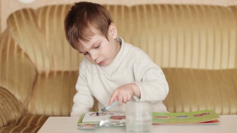 Child Boy Draws with a Water Marker Stock Footage - Video of pattern ...