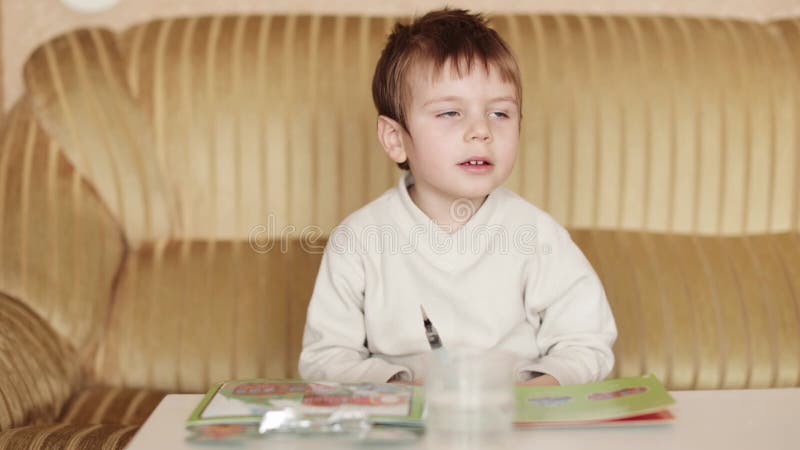 Child Boy Draws with a Water Marker Stock Video - Video of draw, drawn ...