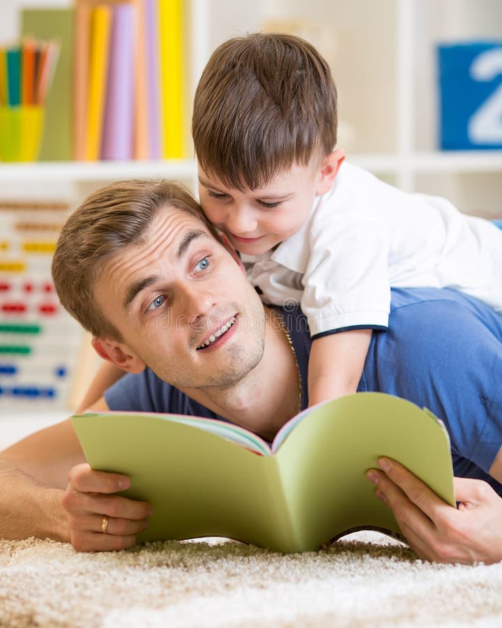 Father Read the Book To Children Stock Photo - Image of little ...
