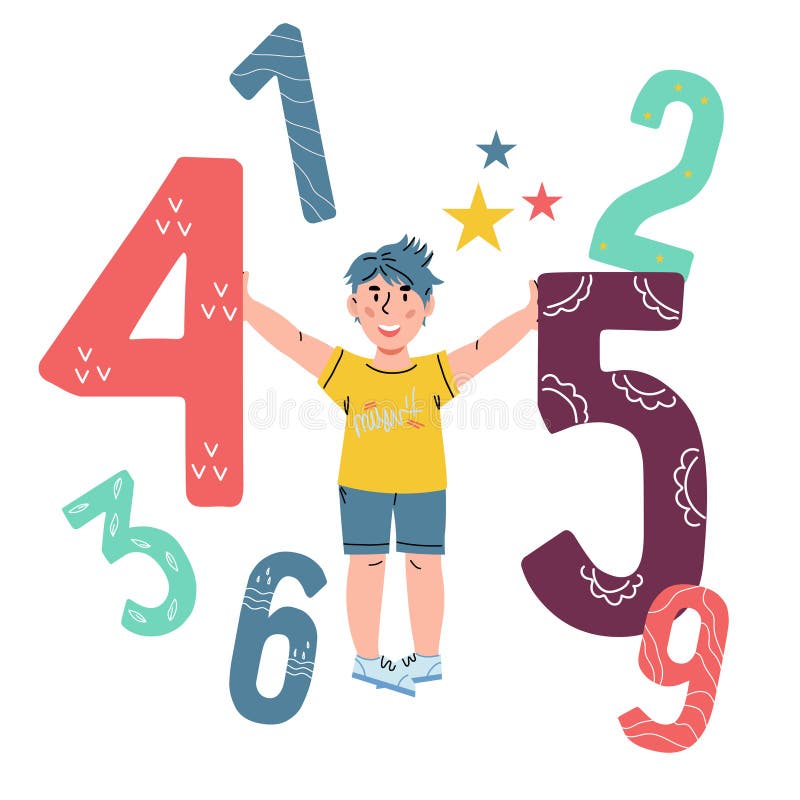 Child Learning Numbers, Counting and Mathematics. Kids Education Stock ...