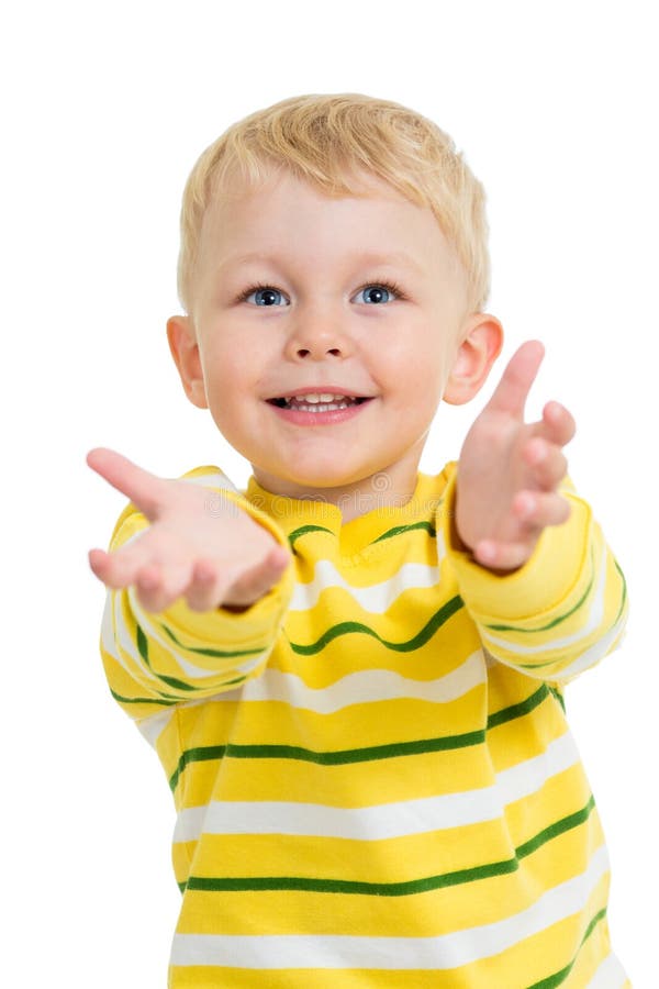 Child boy with palm up stock photo. Image of smiling - 33817972