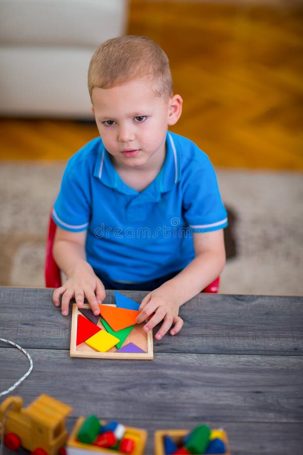 Child Boy Playing with Toys at Table Stock Photo - Image of playing ...