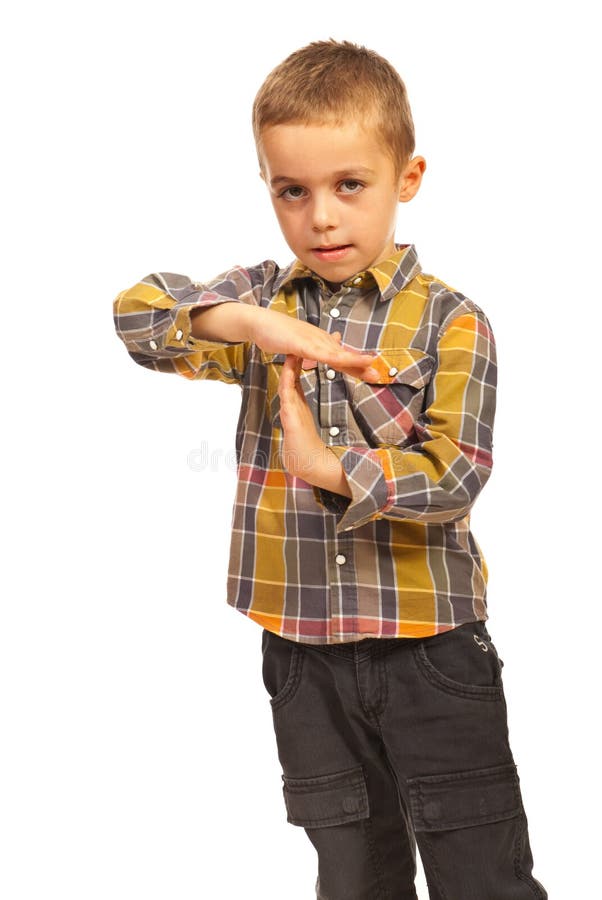 A Cute Child Showing Time Out Sign Stock Image - Image of child ...