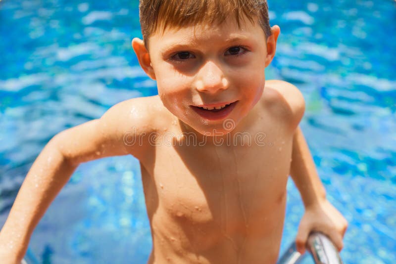 Child Boy Swimming Pool stock photo. Image of pool, summer - 97451072