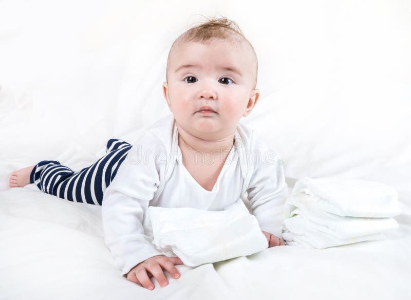 The Child in Bright Clothes Stock Image - Image of clothes, diaper ...