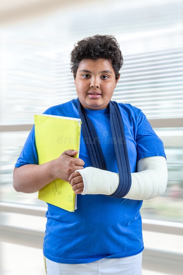 Child with Broken Arm in School Isolated on White Background Stock ...
