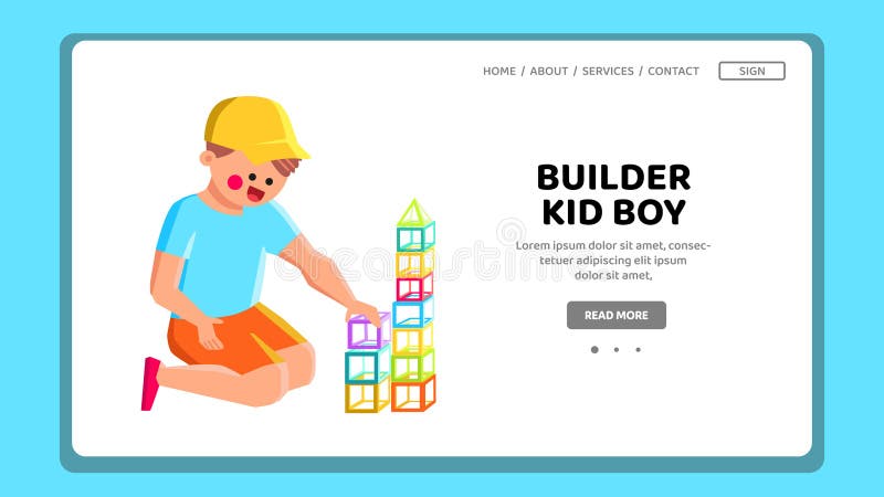Child Builder Kid Boy Vector Stock Illustration - Illustration of ...