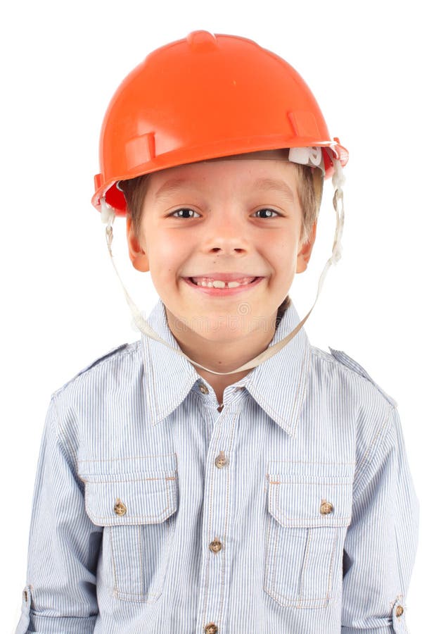Child in a building helmet stock image. Image of child - 18270553