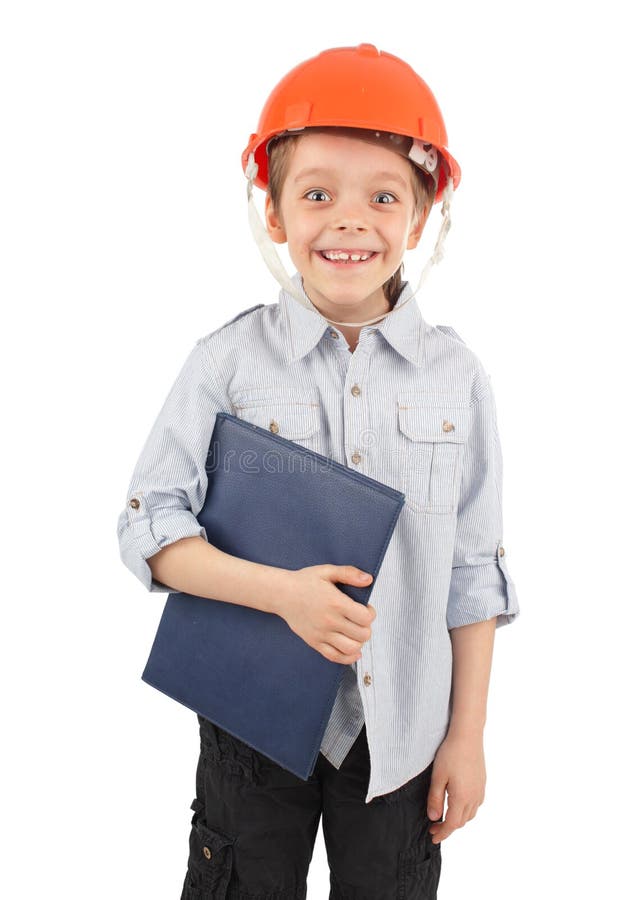 Child in a building helmet stock photo. Image of small - 18270556
