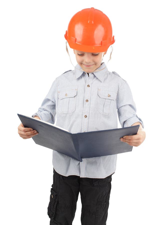 Child in a building helmet stock photo. Image of isolated - 18270564