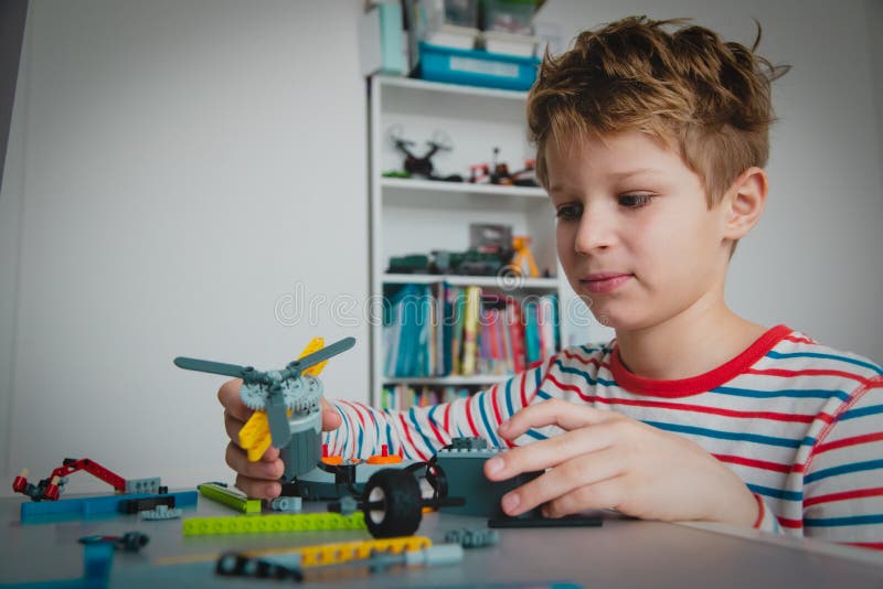 Child Building Robot at Robotic Technology School Lesson Stock Photo ...