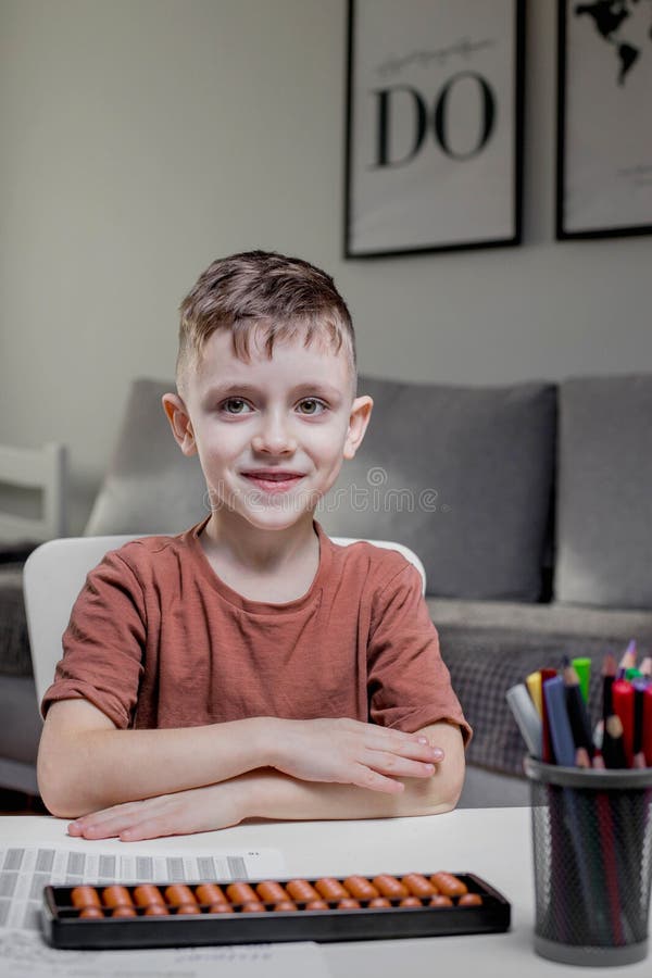 Child Calculates an Arithmetic Problem Orally. Mental Arithmetic Stock ...