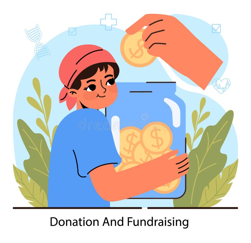 Child Cancer Donation and Fundraising. Little Kid Getting Stock Vector ...