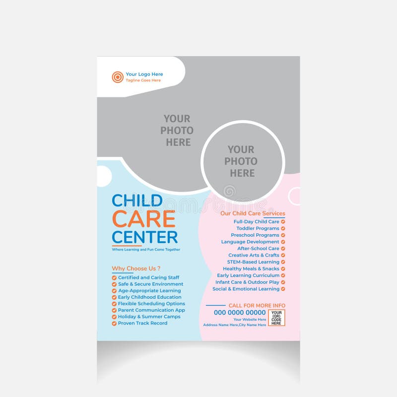 Child Care Center Flyer Layout Stock Vector - Illustration of woman ...