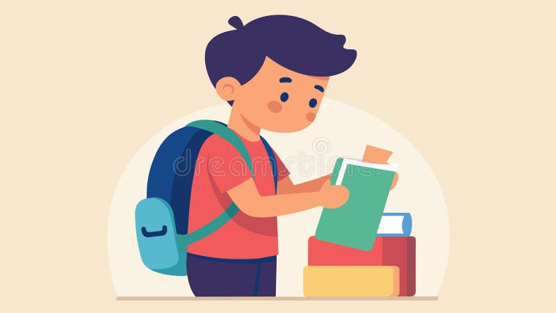 The Child Carefully Organizes Their Backpack Placing Their Homework ...