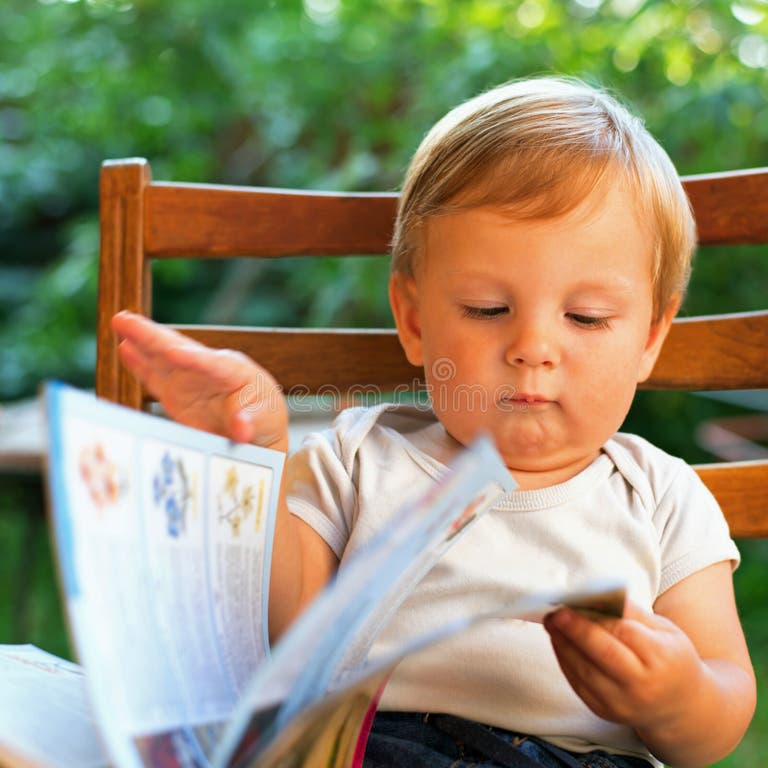 Child carefully reading stock image. Image of happy, caucasian - 32824069