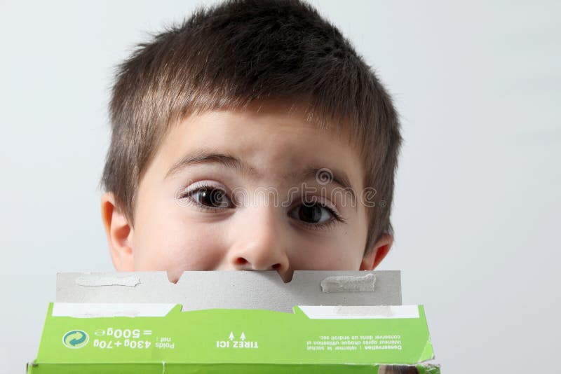 Child with carton box stock image. Image of lodge, home - 12478555