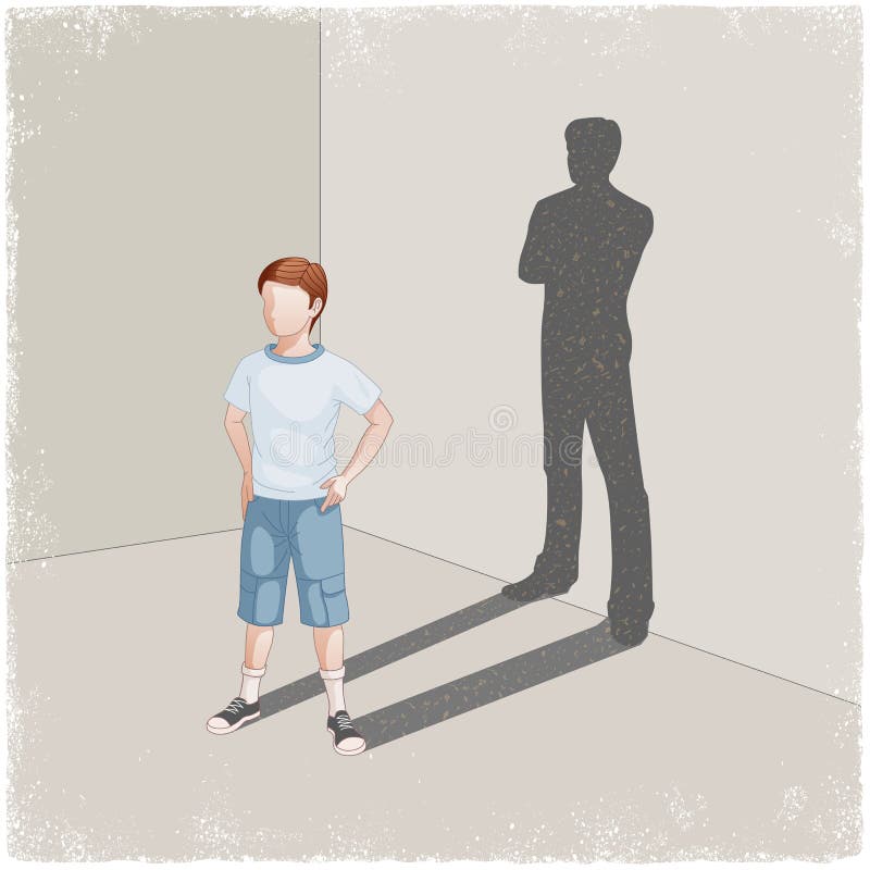 Child Casting Shadow of Young Man Stock Vector - Illustration of people ...