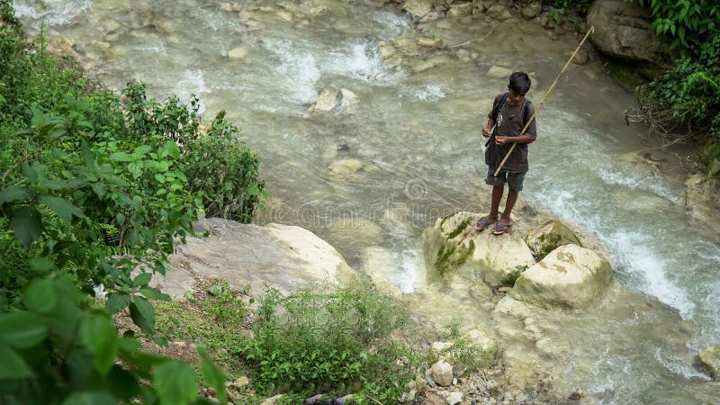 Child Catching Fish in River Image Hd Editorial Photography - Image of ...