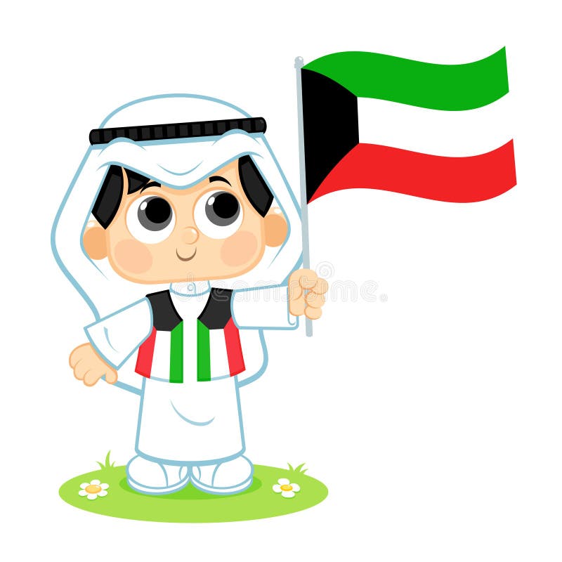 Child Celebrates Kuwait National Day Stock Vector - Illustration of ...