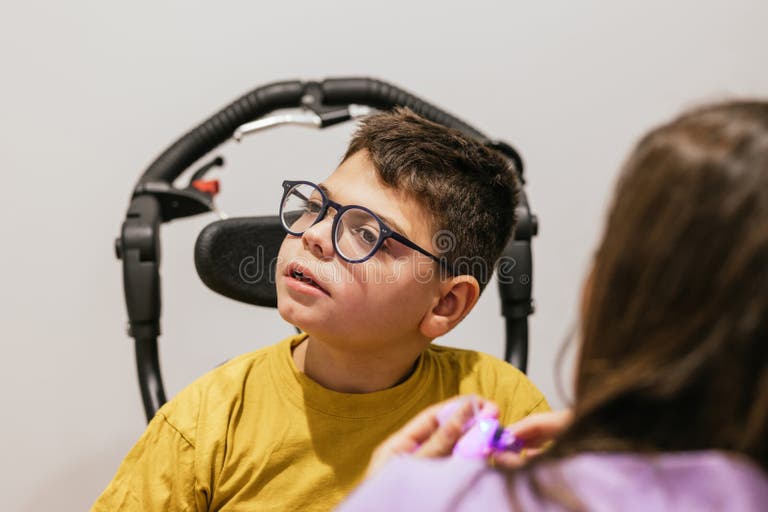 Child with Cerebral Palsy Using Visual Stimulation Device with ...