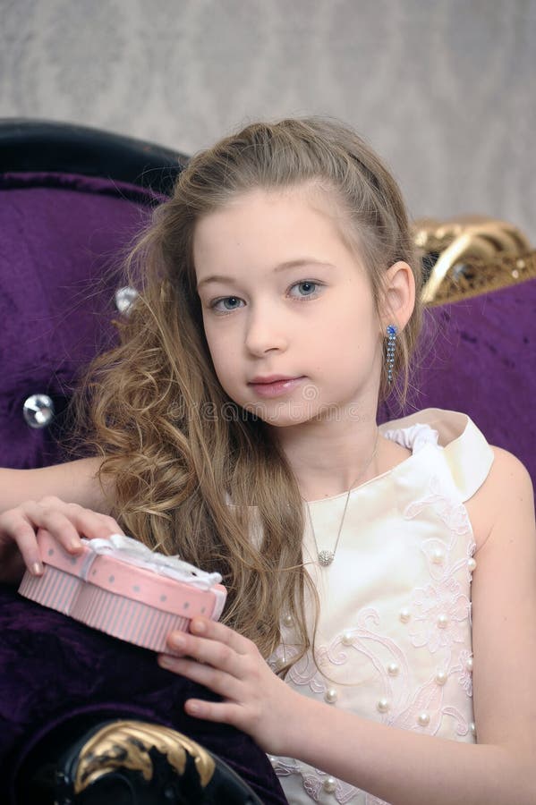 Child on a Chair in a Nice Dress Stock Photo - Image of beauty, cute ...