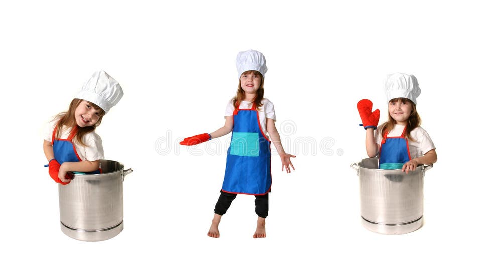 Child Chef in Triplicate stock image. Image of diet, cups - 2092437