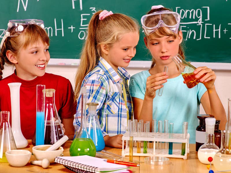 Child in chemistry class stock image. Image of girl, learn - 57238161