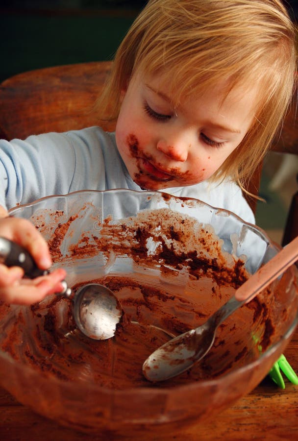 Child chocolate cake stock image. Image of baby, eats - 4660309