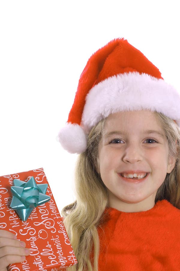 Child Christmas Present Hat Stock Image - Image of emotions, blonde ...