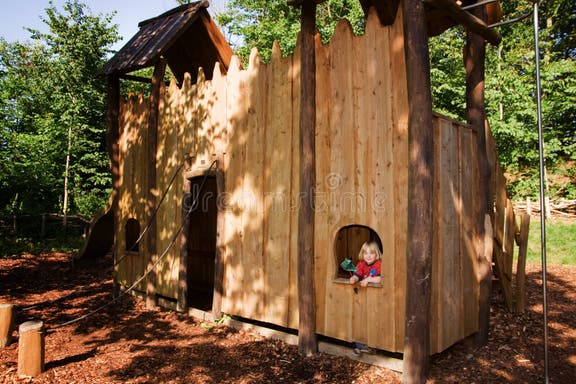 Child Climbing Frame Castle Playground Stock Photo - Image of climb ...