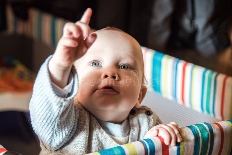 Kid Child Pointing Finger To Camera in Nature Outdoor. Sunny Sunset ...
