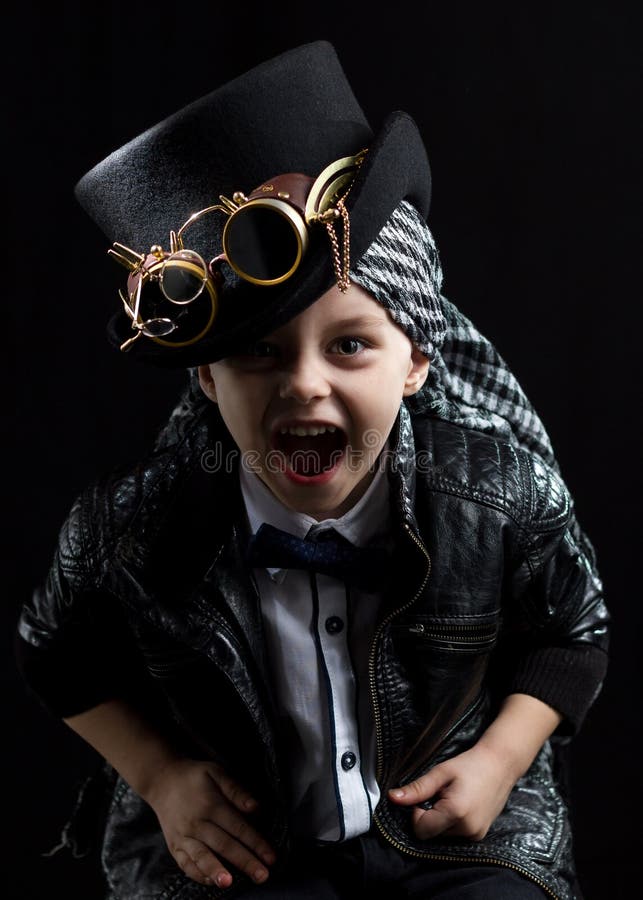 The Child in a Steampunk Style Costume. Halloween Concept Stock Photo ...