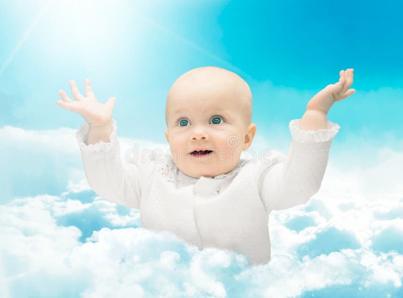 Child in the clouds stock photo. Image of hope, fiction - 90480108