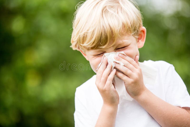 Child with a cold sneezing stock photo. Image of unwell - 89478408
