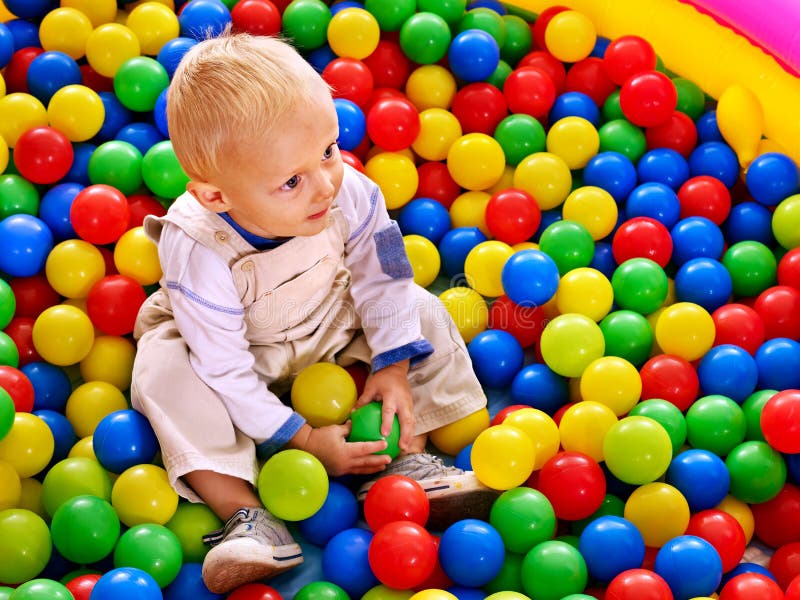 Child in colored ball. stock photo. Image of group, playing - 39549686