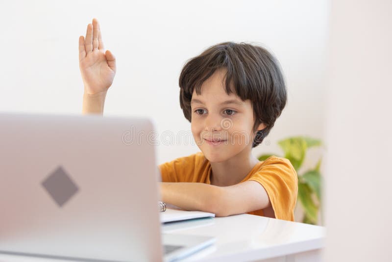 The Child Communicates Online Stock Image - Image of child, lifestyle ...