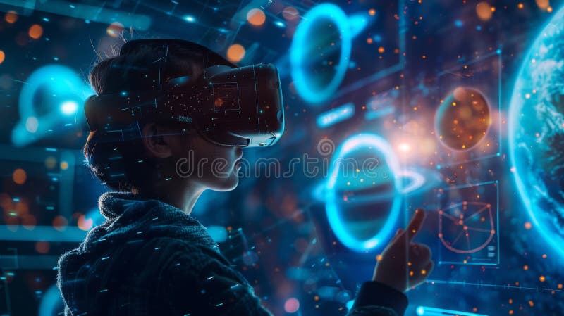 A Child is Completely Absorbed in a Virtual Reality Simulation, AI ...