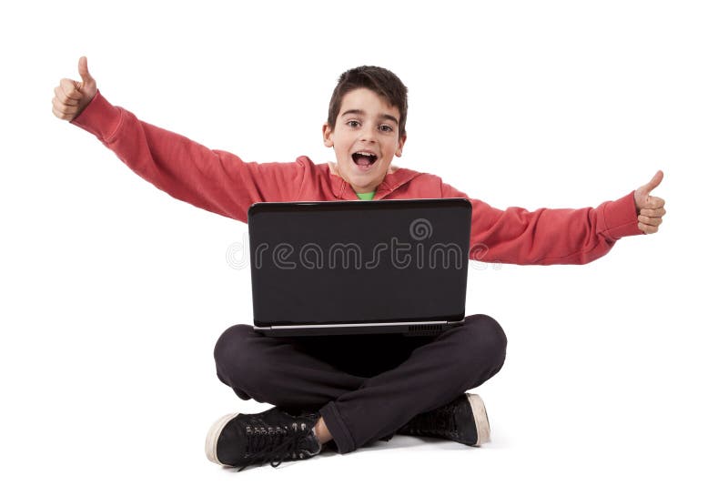 Asian Teen, Intensely Playing or Working on a Laptop Computer Stock ...