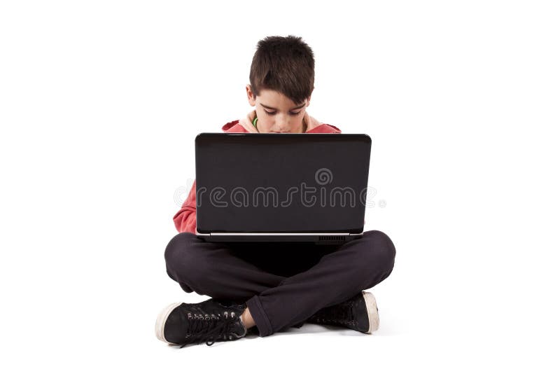 Child with computer laptop stock image. Image of home - 82117717