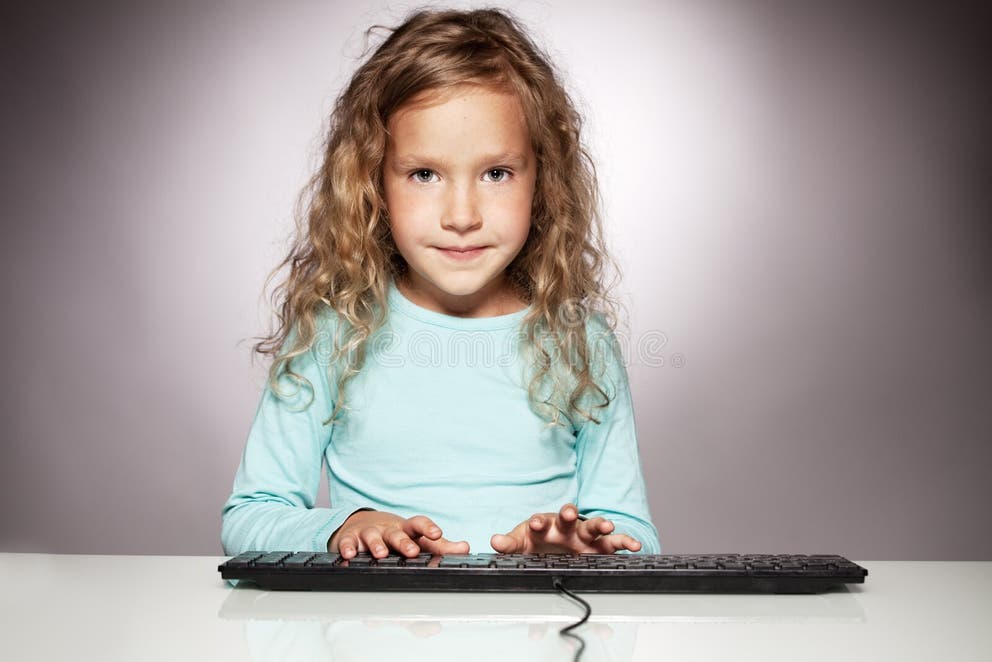 Child with Computer Keyboard Stock Photo - Image of girl, people: 25388226