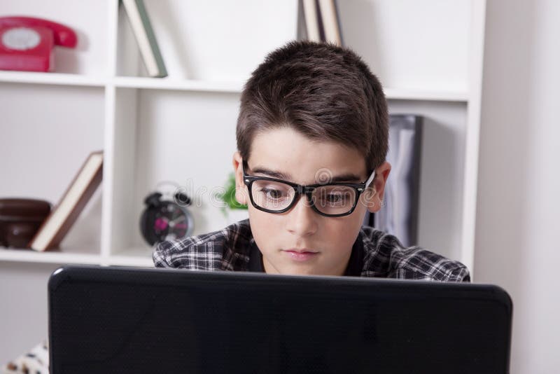 Child with computer laptop stock image. Image of home - 82117717