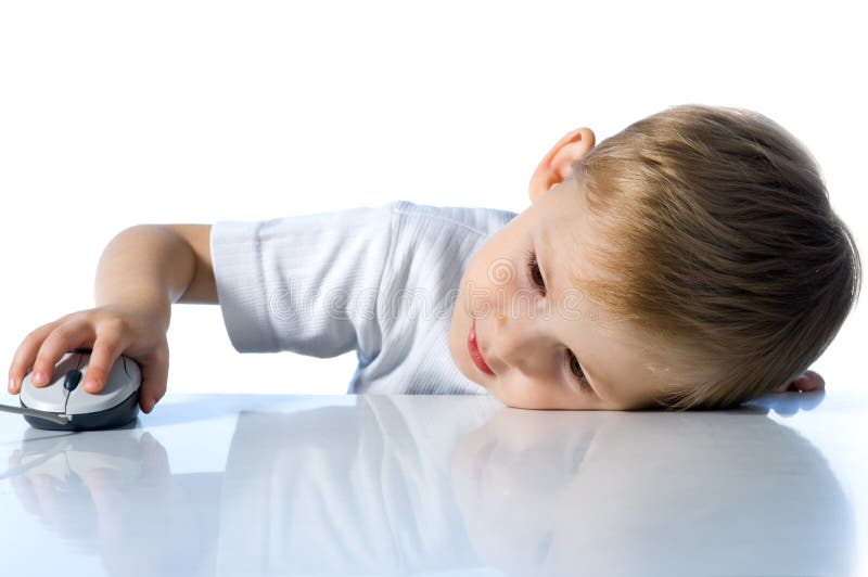 Child with computer mouse stock image. Image of preschooler - 4528675